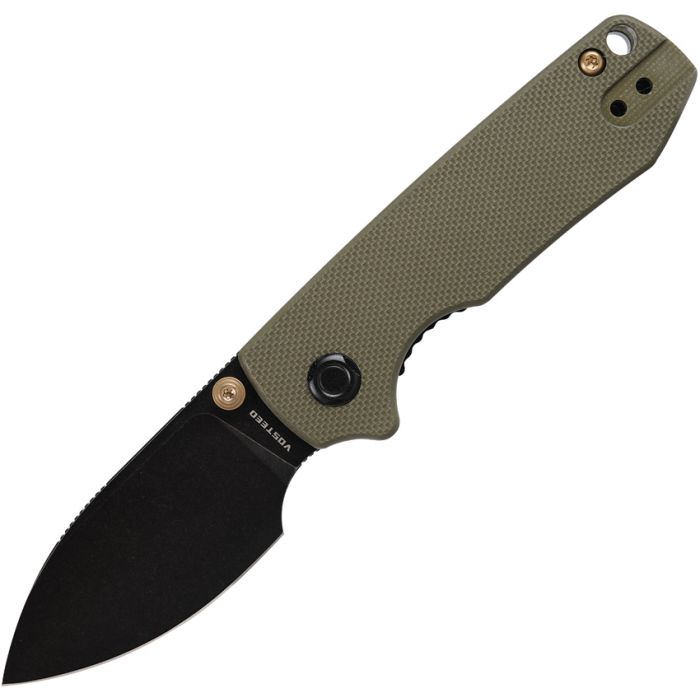 Vosteed Raccoon CUB Black Stonewashed Blade with Green G10 Handle ...